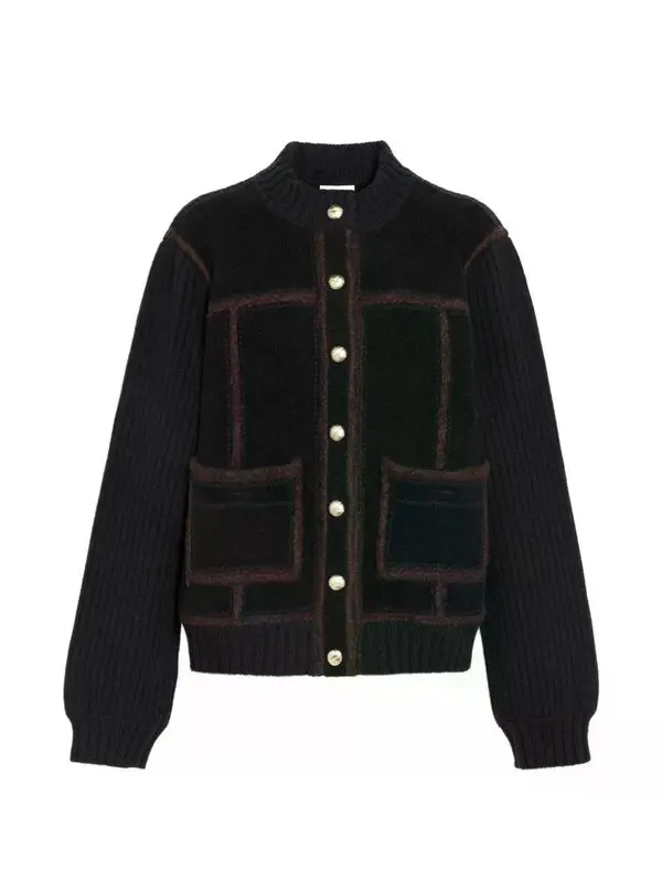 BARRIE Panelled Rib-knit Cardigan - Black