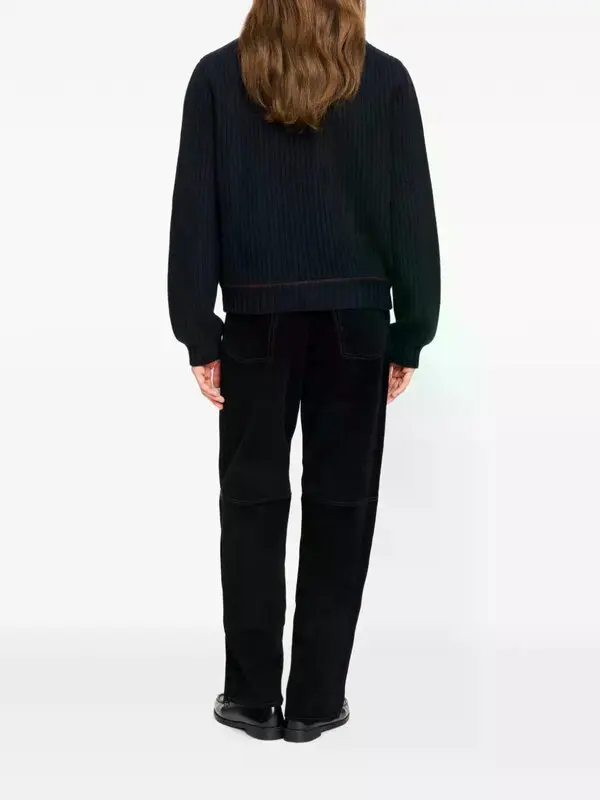 BARRIE Panelled Rib-knit Cardigan