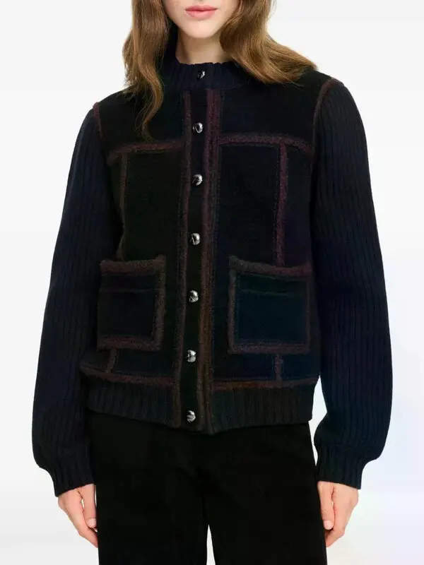 BARRIE Panelled Rib-knit Cardigan