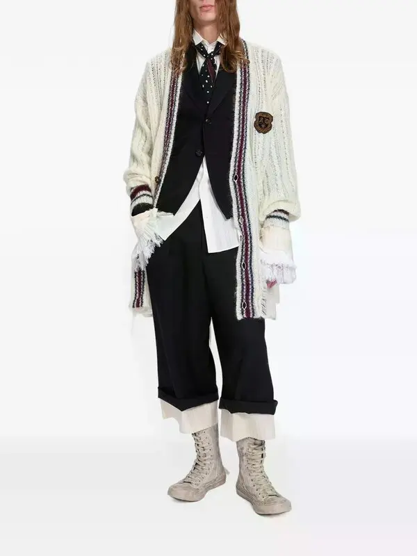 ANN DEMEULEMEESTER Distressed Cable-knit Cardigan