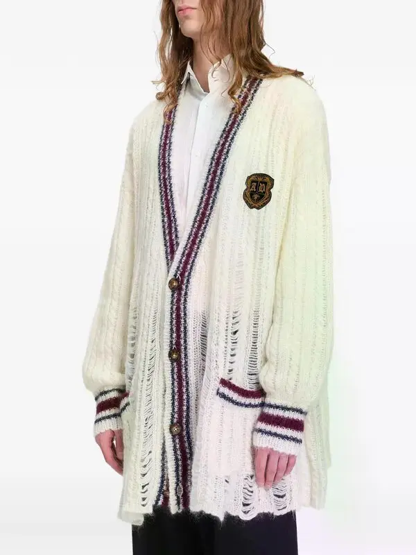 ANN DEMEULEMEESTER Distressed Cable-knit Cardigan