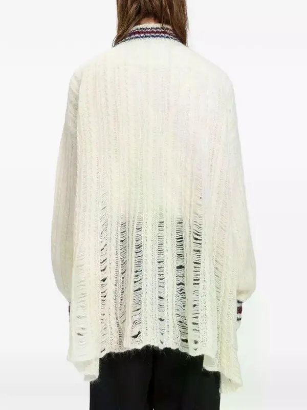 ANN DEMEULEMEESTER Distressed Cable-knit Cardigan