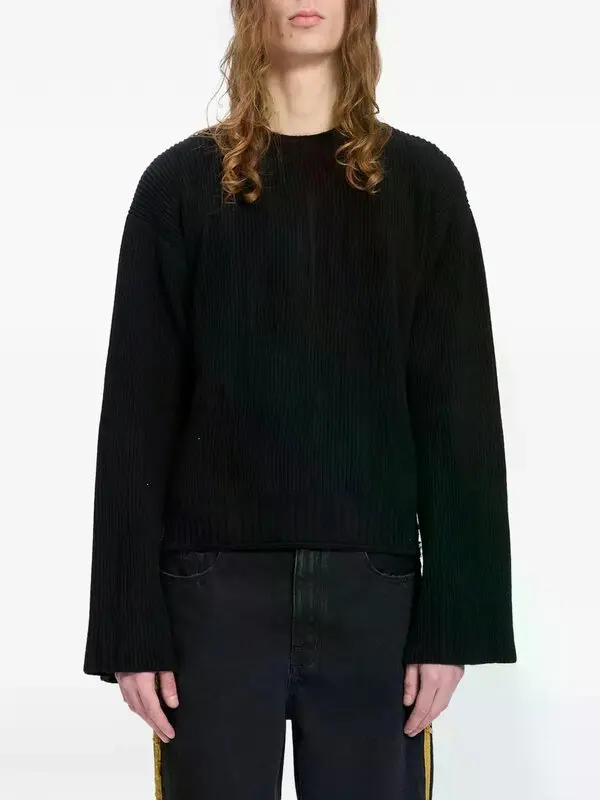 ANN DEMEULEMEESTER Ribbed-knit Wide-sleeve Sweater