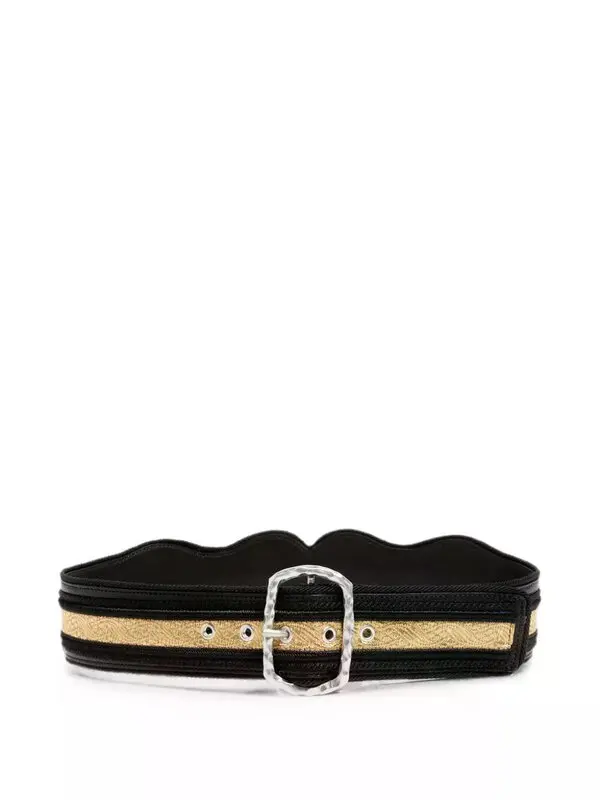 ANN DEMEULEMEESTER Regimental Jacquard Scalloped-edge Belt