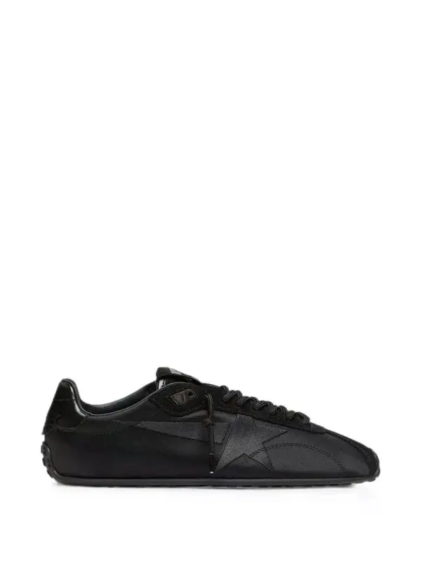 GOLDEN GOOSE Marathon Speed Satin-upper Suede Toe And Tongue Embroided Star Leather Heels - Black