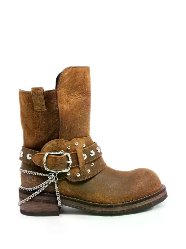 ANN DEMEULEMEESTER Chain-embellished Studded Boots