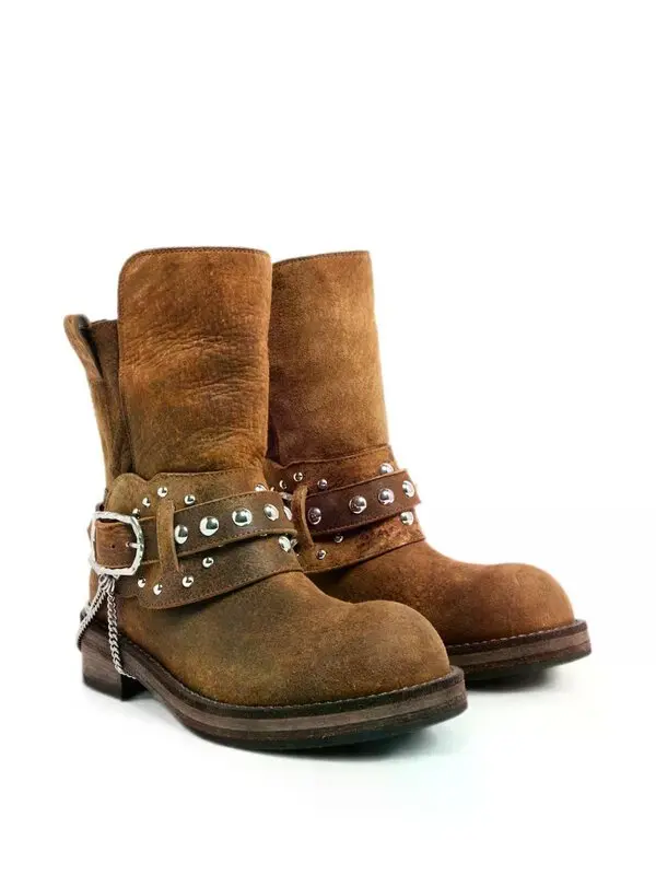 ANN DEMEULEMEESTER Chain-embellished Studded Boots