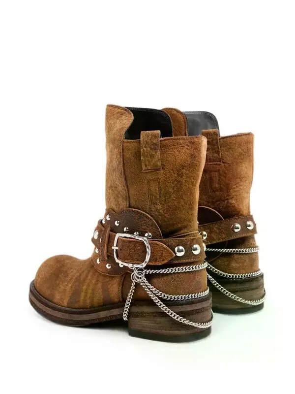 ANN DEMEULEMEESTER Chain-embellished Studded Boots