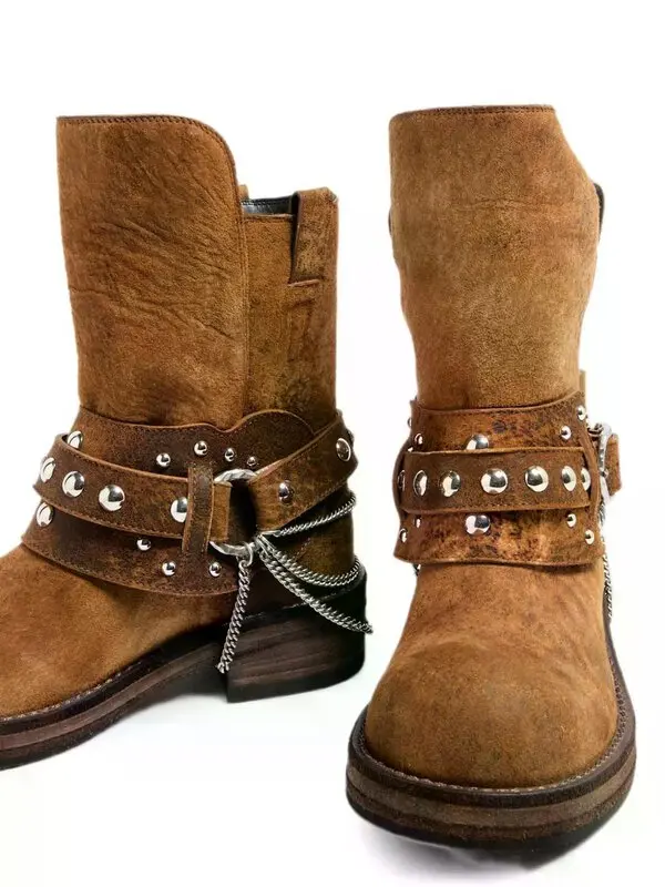 ANN DEMEULEMEESTER Chain-embellished Studded Boots