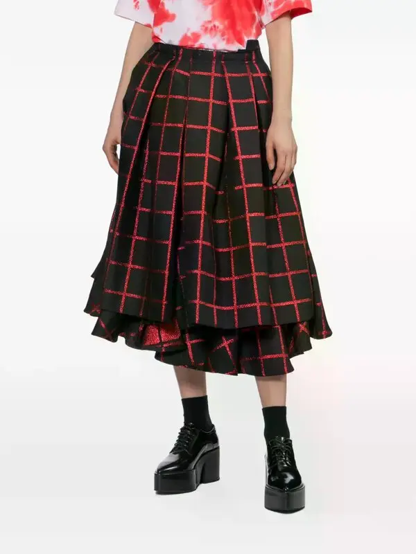 Comme Des Garçons Ruffled Grid Skirt