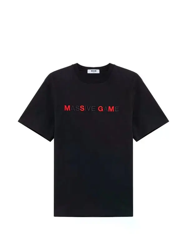 MSGM Slogan-embroidered T-shirt