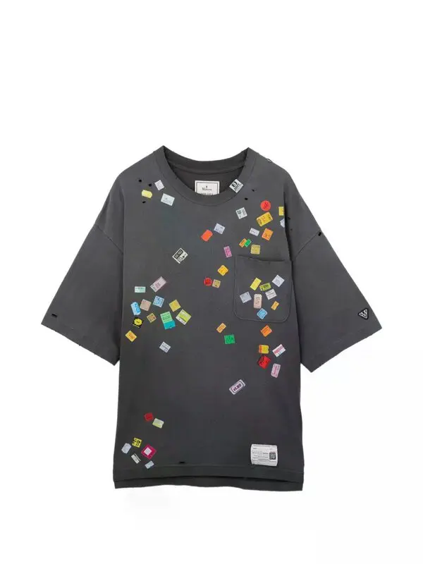 Mihara Yasuhiro Sticker-print Distressed T-shirt