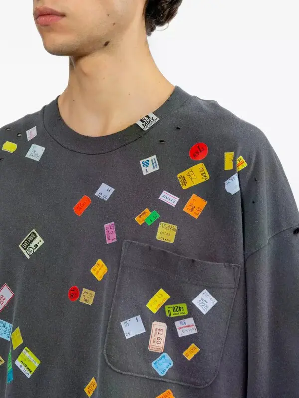 Mihara Yasuhiro Sticker-print Distressed T-shirt