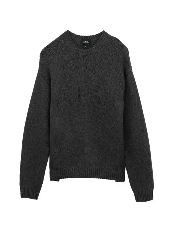 A.p.c. Logo-knit Crew-neck Sweater - Grey