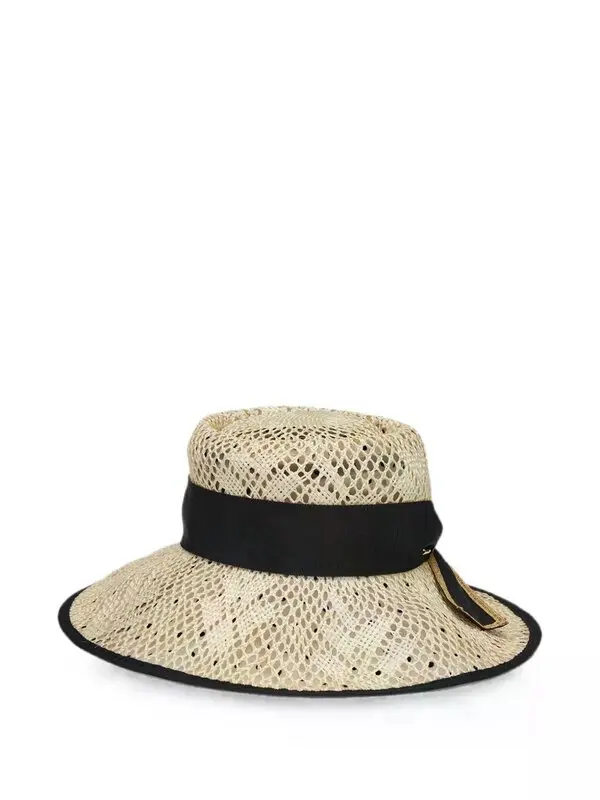 CA4LA Woven Ramie Hat With Bow Detail