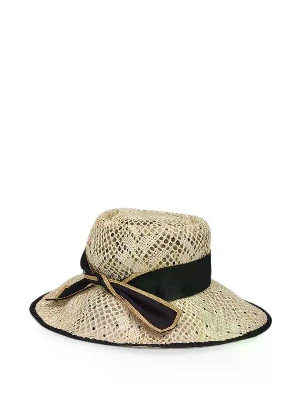 CA4LA Woven Ramie Hat With Bow Detail