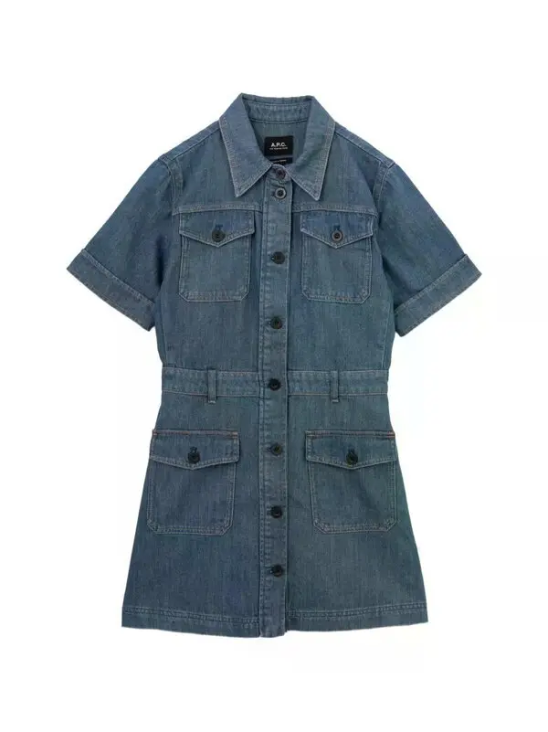 A.p.c. Faded Belted Denim Dress - Blue