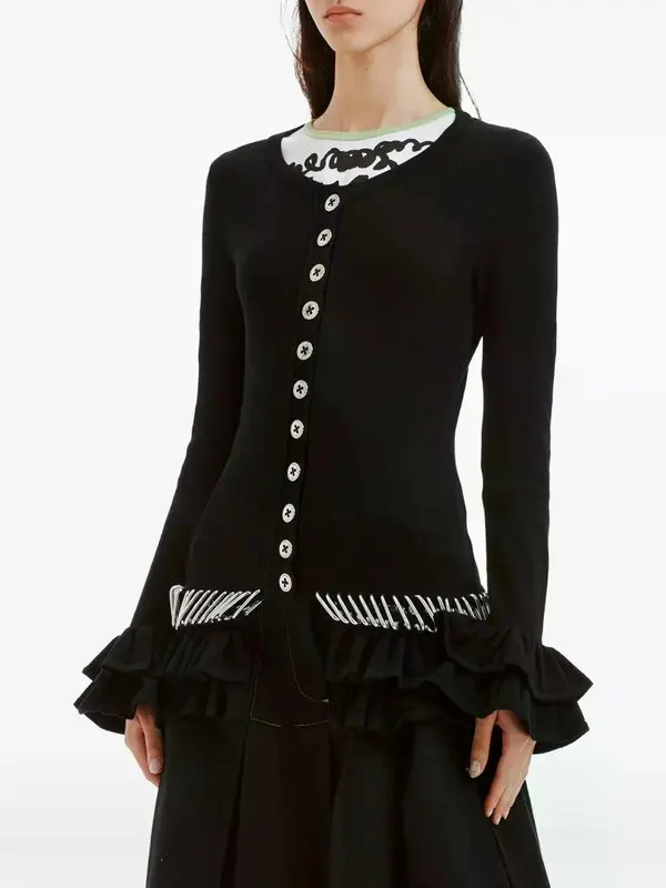 CHOPOVA LOWENA Ruffled Carabiner-detail Cardigan