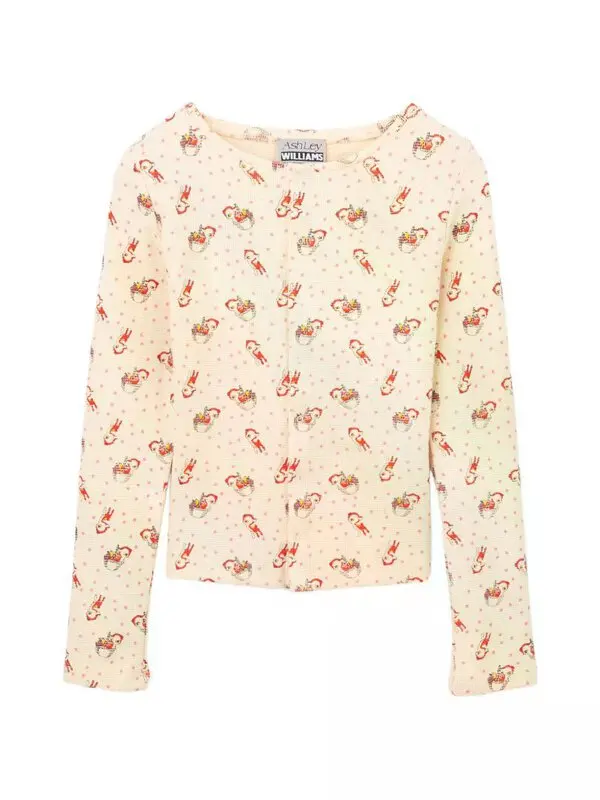 Ashley Williams Graphic-print Cardigan - Neutrals