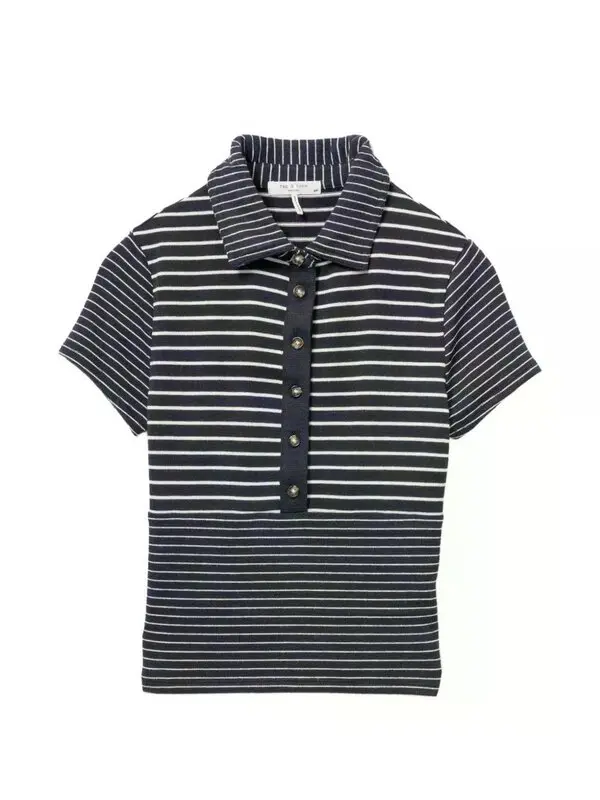 Rag & Bone Striped Short-sleeve Polo Shirt