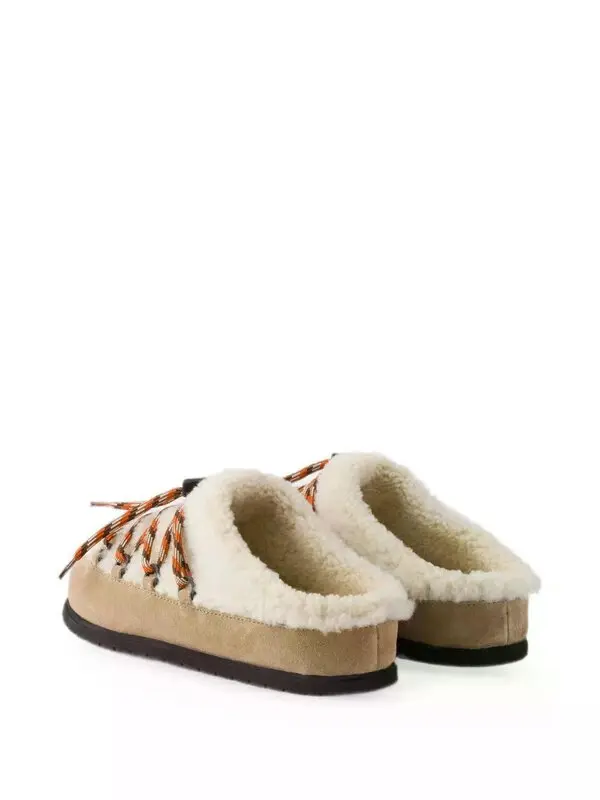 Prada Suede And Shearling Mules