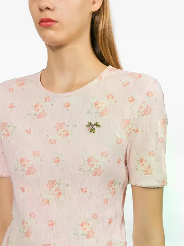 Simone Rocha Floral-print Crystal-embellished T-shirt