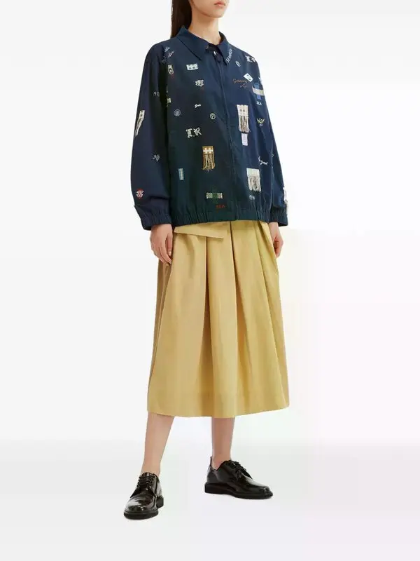 Sea Embroidered Fringed-patch Jacket