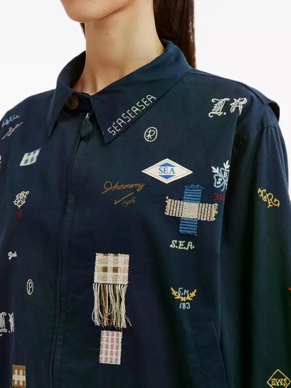Sea Embroidered Fringed-patch Jacket