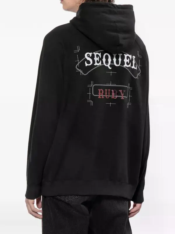 SEQUEL Graphic-print Raglan-sleeve Hoodie