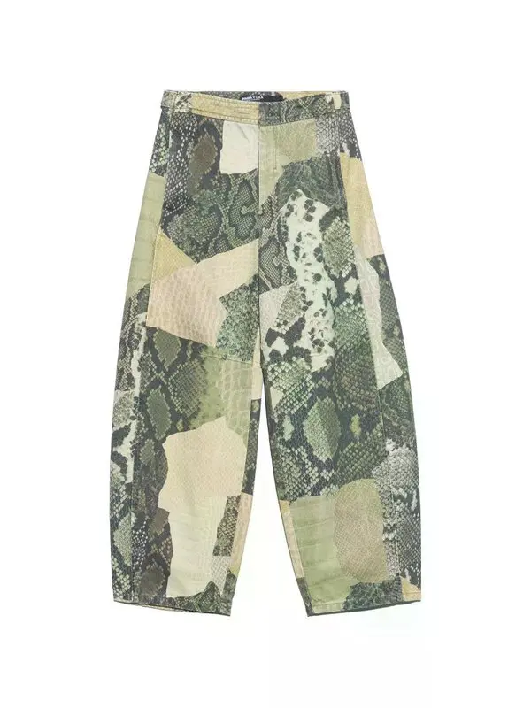 Bimba Y Lola Barrel Snake-patchwork Adjustable-waist Denim Trousers