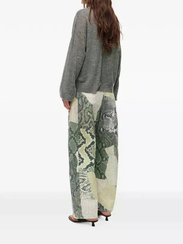 Bimba Y Lola Barrel Snake-patchwork Adjustable-waist Denim Trousers