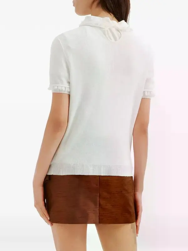 SHUSHU/TONG Ruffle-trim Logo-embroidered T-shirt