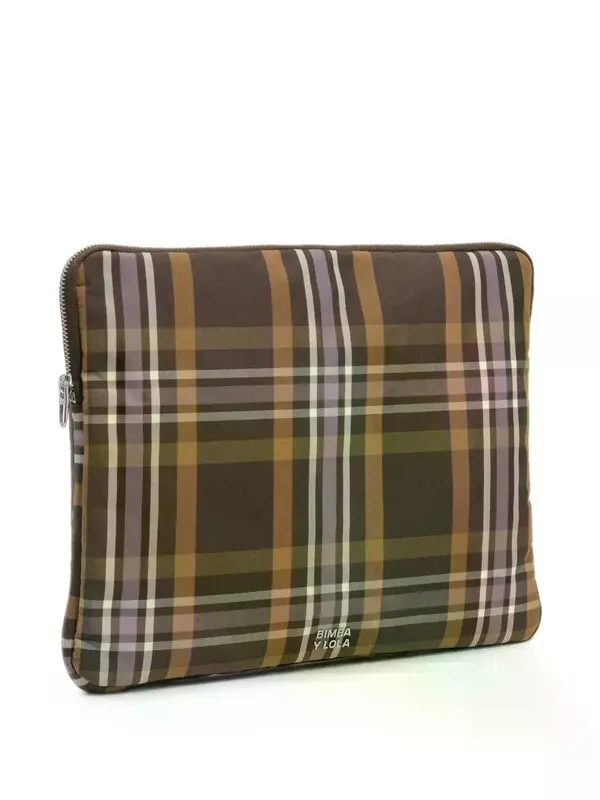 Bimba Y Lola Hunter Green Tartan Jacquard Laptop Sleeve