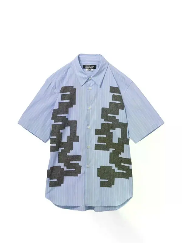 Comme Des Garçons Striped Graphic-patched Shirt