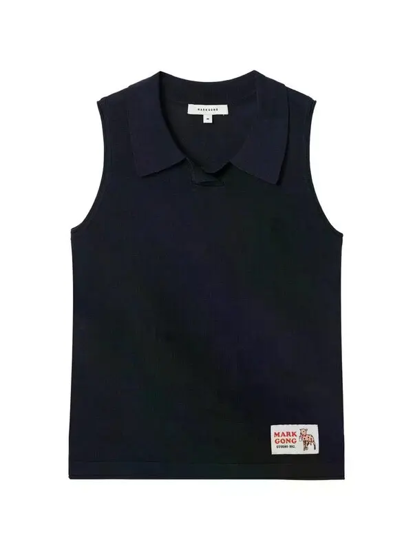 MARKGONG Long-sleeved T-shirt And Polo-collar Tank Top Set - Blue