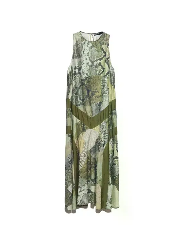 Bimba Y Lola Snake Patchwork A-line Dress - Green