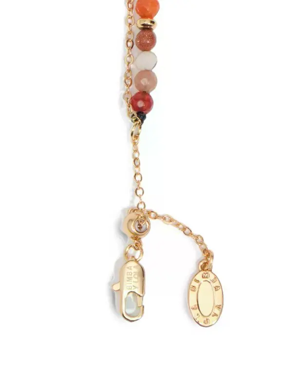 Bimba Y Lola Double Heart Necklace With Brown Stone Logo