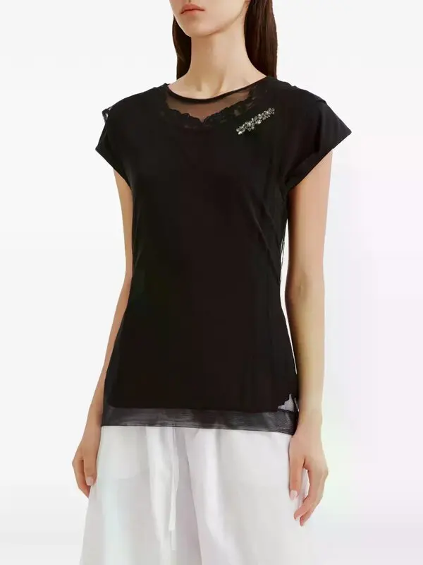 Simone Rocha Lace-trim Crystal-embellished Blouse