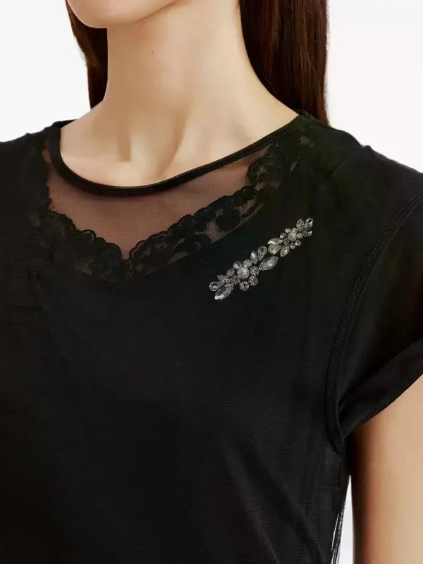 Simone Rocha Lace-trim Crystal-embellished Blouse
