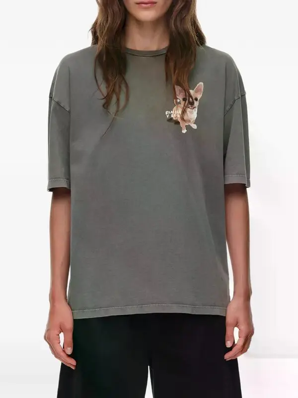 Bimba Y Lola Washed Black Chihuahua Logo T-shirt