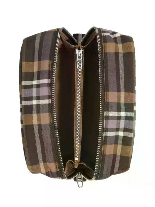 Bimba Y Lola Small Hunter Green Tartan Jacquard Make-up Case