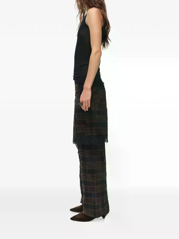 Bimba Y Lola Check-pattern Lace-trim Skirt