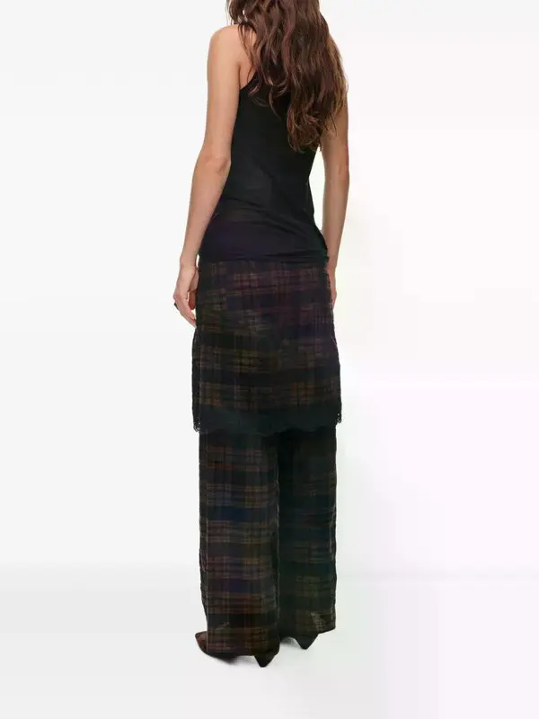 Bimba Y Lola Check-pattern Lace-trim Skirt