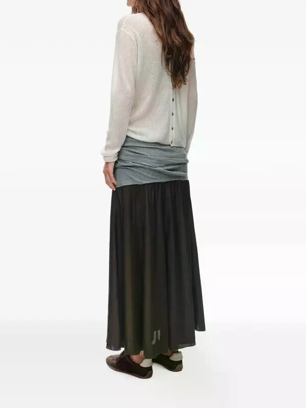 Bimba Y Lola Gray Melange And Two-material Gathered A-line Skirt