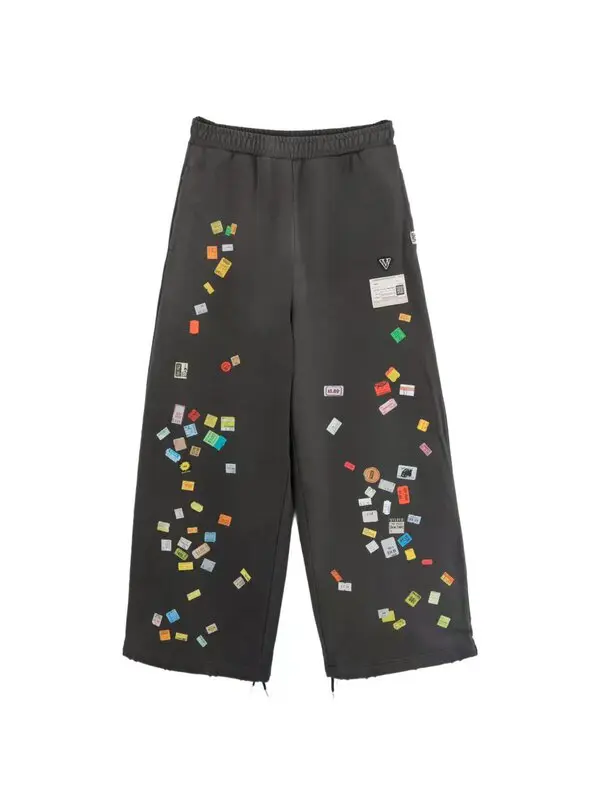 Mihara Yasuhiro Price-tag Sticker Printed Wide Sweat Pants