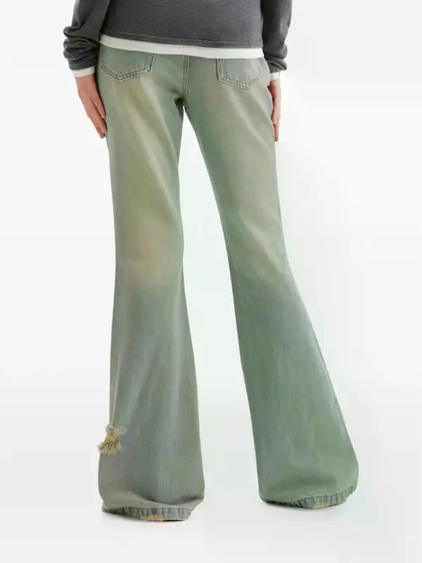MARKGONG Stud-embellished Distressed Flared Jeans