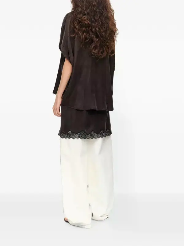Bimba Y Lola Black-washed Cape Shirt With Knotted Neckline