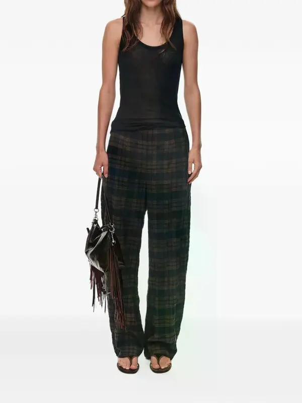 Bimba Y Lola Dark Brown Checked Carrot-leg Trousers