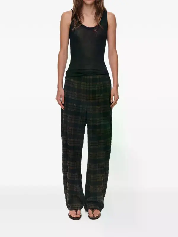 Bimba Y Lola Dark Brown Checked Carrot-leg Trousers