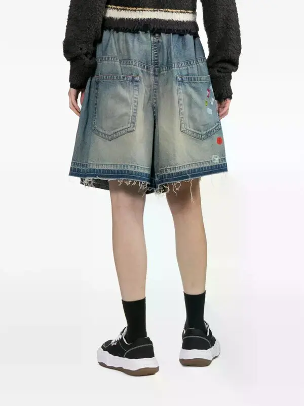 Mihara Yasuhiro Price-tag Sticker Printed Denim Short